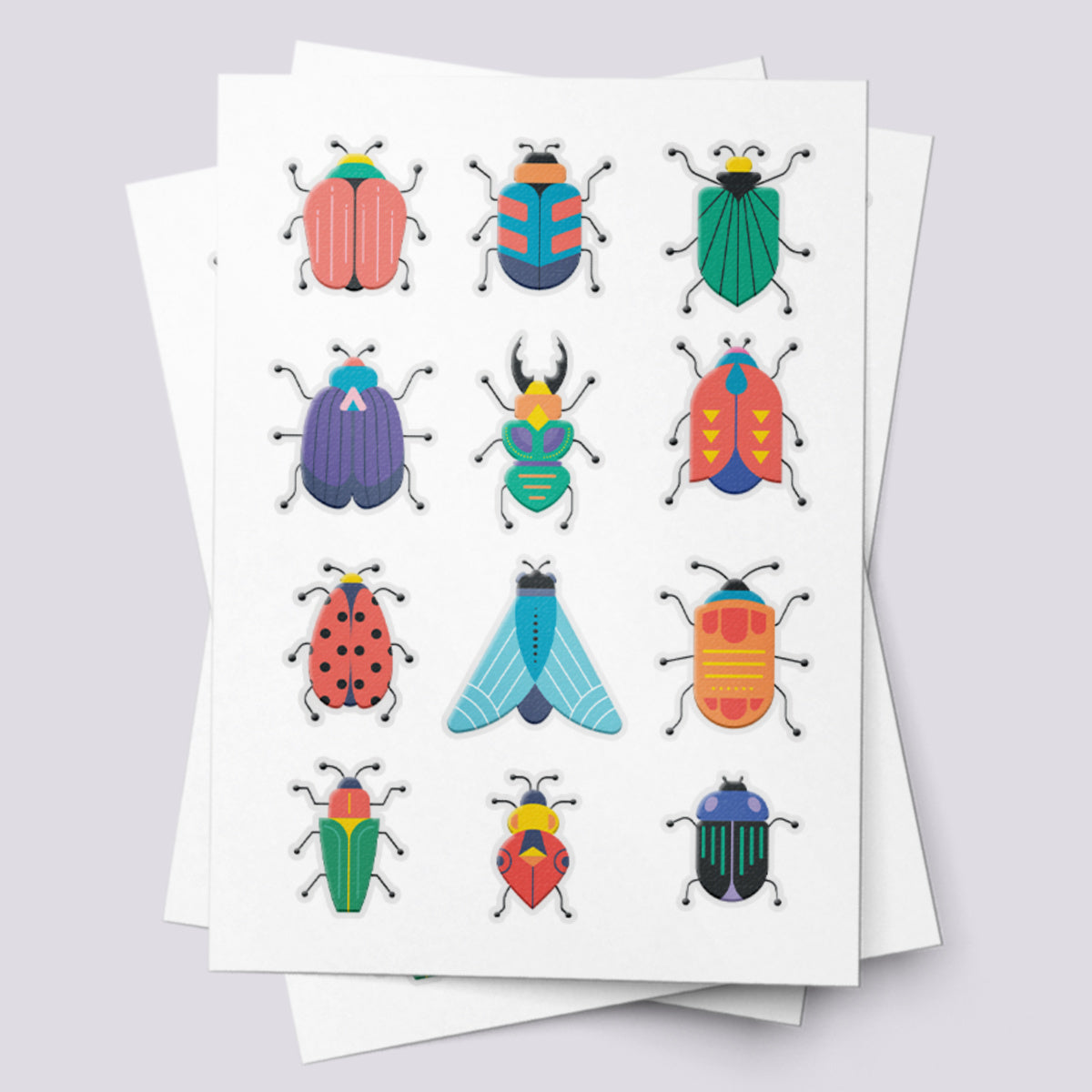 Bugs temporary tattoos. 3 tattoos sheets of 12 colorful insects each ...