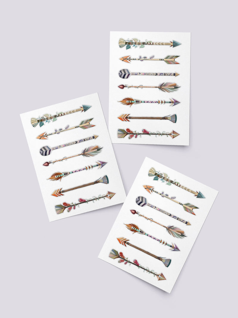 Temporary tattoos "Arrows". Set of 21 boho feathers arrows tattoo ...