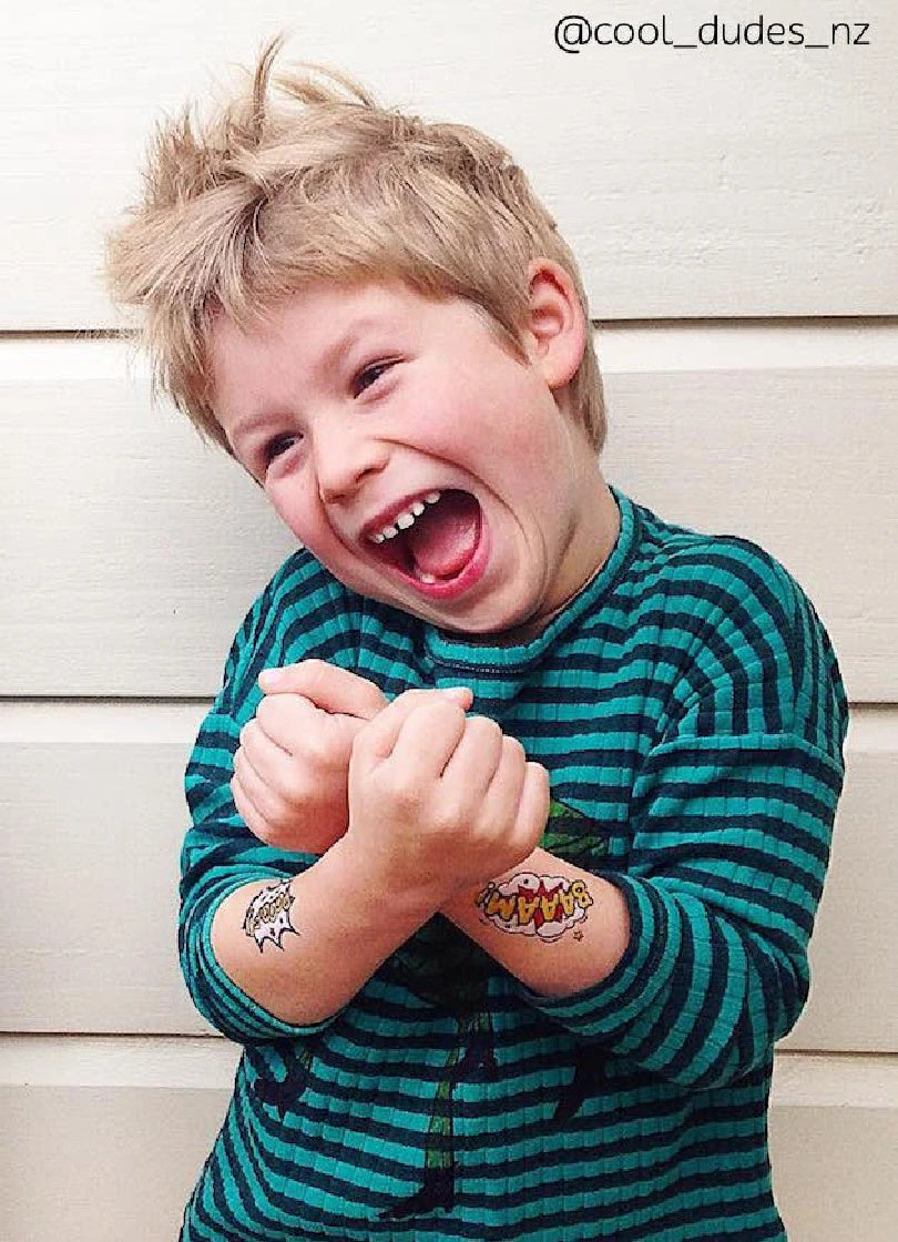 «Baaam!» Comic Action Temporary Tattoos for Kids - Ducky Street