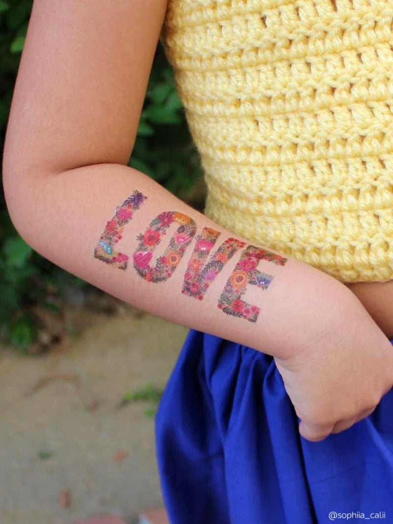 Temporary tattoos "Flower love". Set of 3 tattoos. - Ducky Street