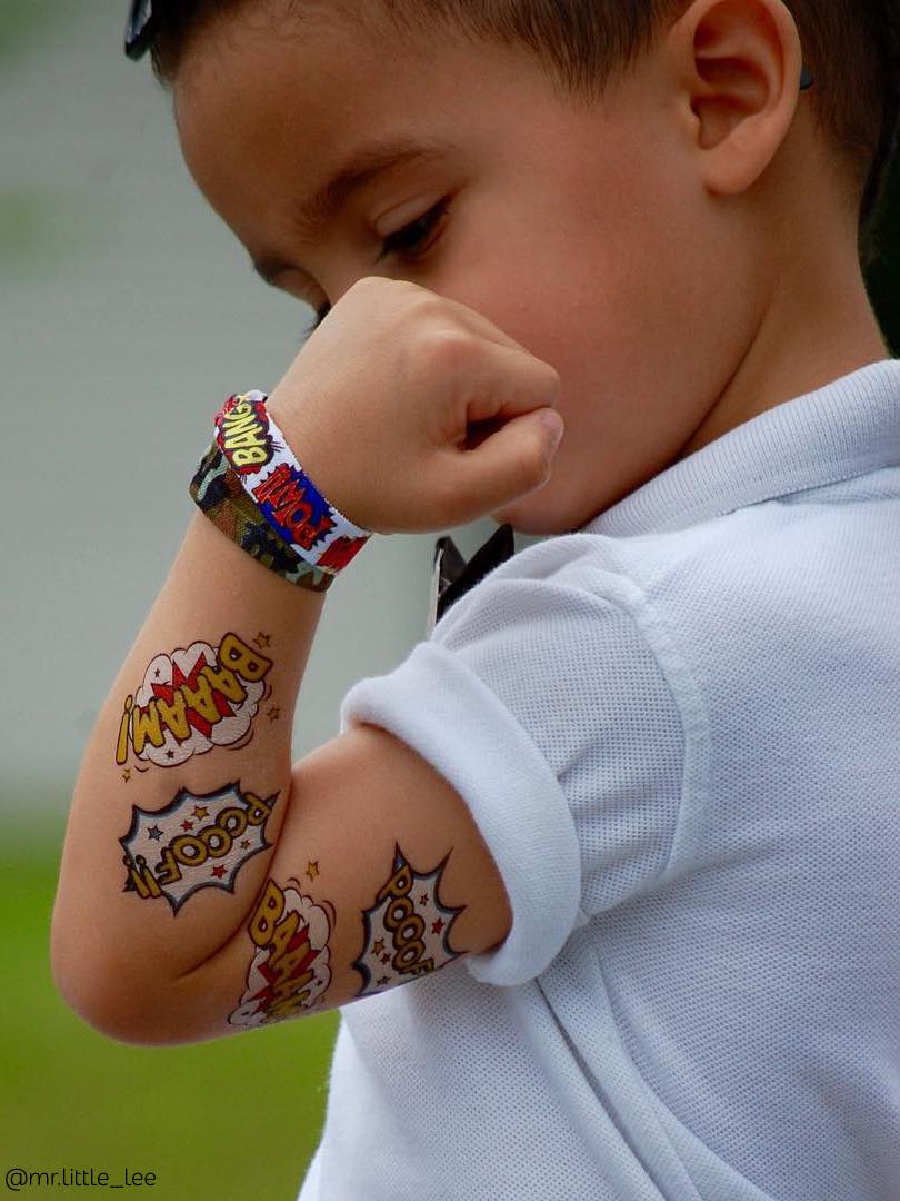 «Baaam!» Comic Action Temporary Tattoos for Kids - Ducky Street